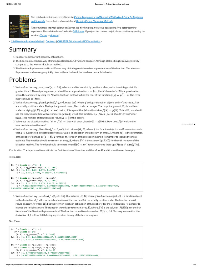 Summary - Python Numerical Methods | PDF | Numerical Analysis | Mathematics Of Computing