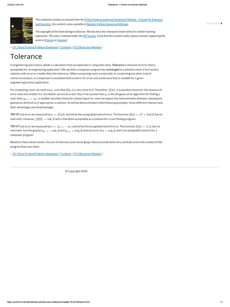 Tolerance — Python Numerical Methods | PDF | Numerical Analysis ... Tolerance — Python Numerical Methods | PDF | Numerical Analysis ...