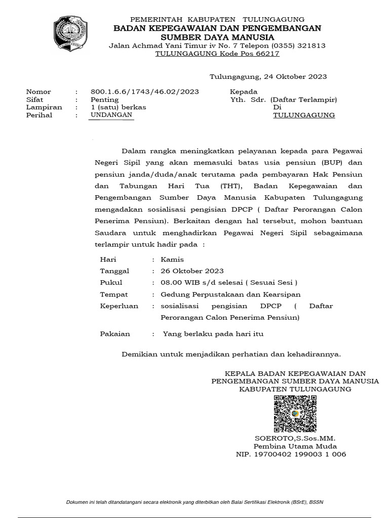 Surat Undangan TTD DPCP | PDF