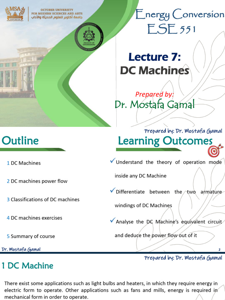 ESE436-551 - Lec7 (DC Machines) | PDF | Electrical Engineering | Magnetic Devices