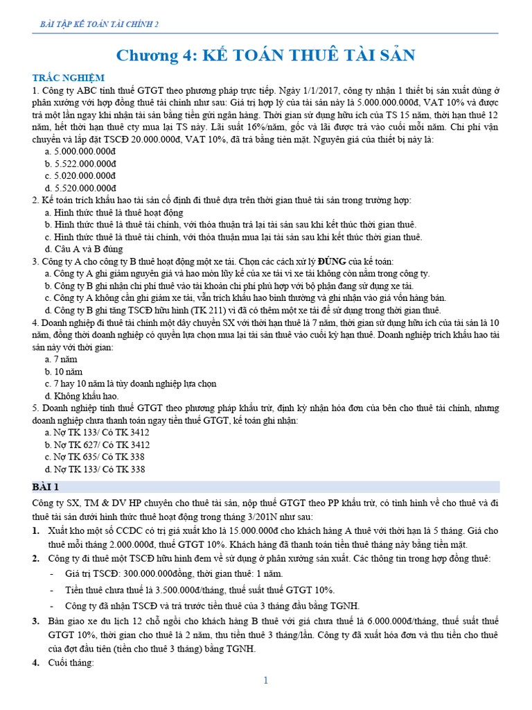 BT Chương 4&5-KTTC2 | PDF