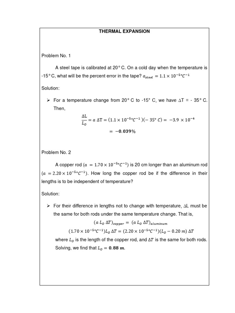 Thermal Expansion Problems and Solutions | PDF