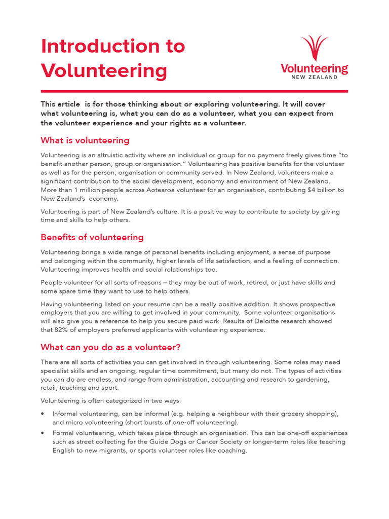 VNZ - Introduction To Volunteering 1 | PDF | Volunteering | Employment