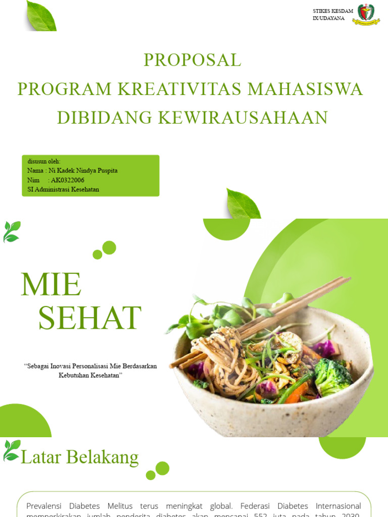 Proposal Mie Sehat | PDF | Pengembangan Diri | Kesehatan Holistik