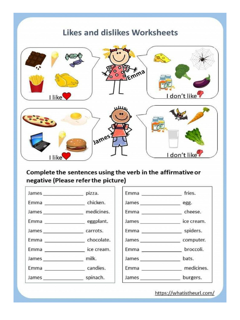 Likes-Dislikes Worksheet | PDF