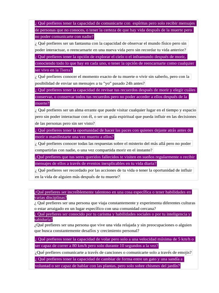 Qué Prefieres | PDF | Muerte