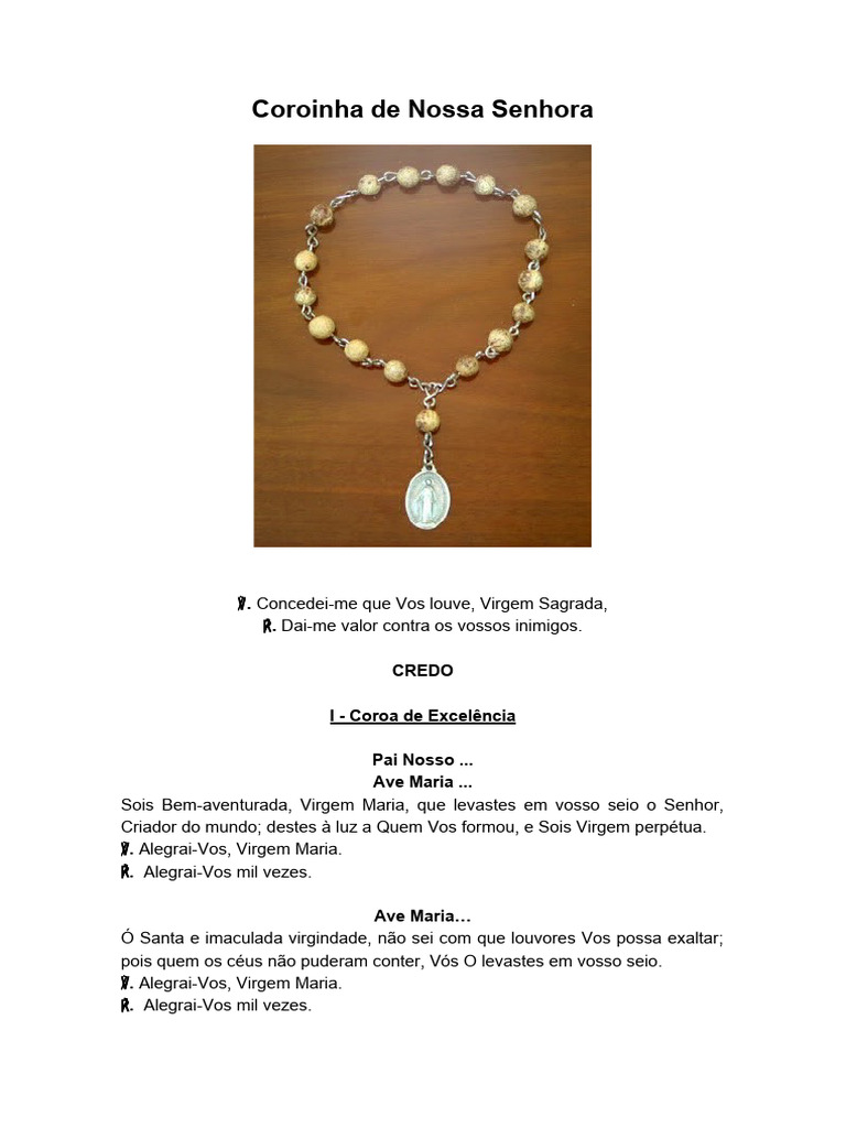 Coroinha De Nossa Senhora Pdf Maria Mãe De Jesus Céu
