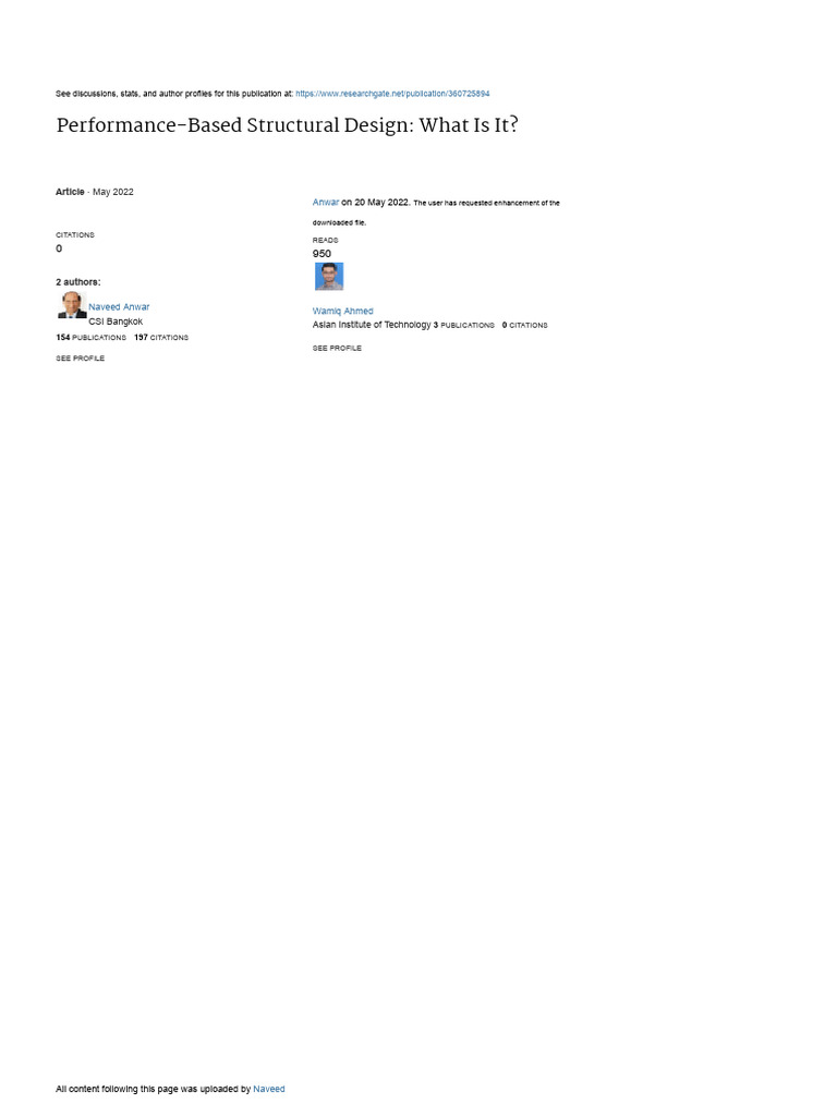 2022 - Performance-Based Structural Design - What Is It | PDF | Ductility | Concrete