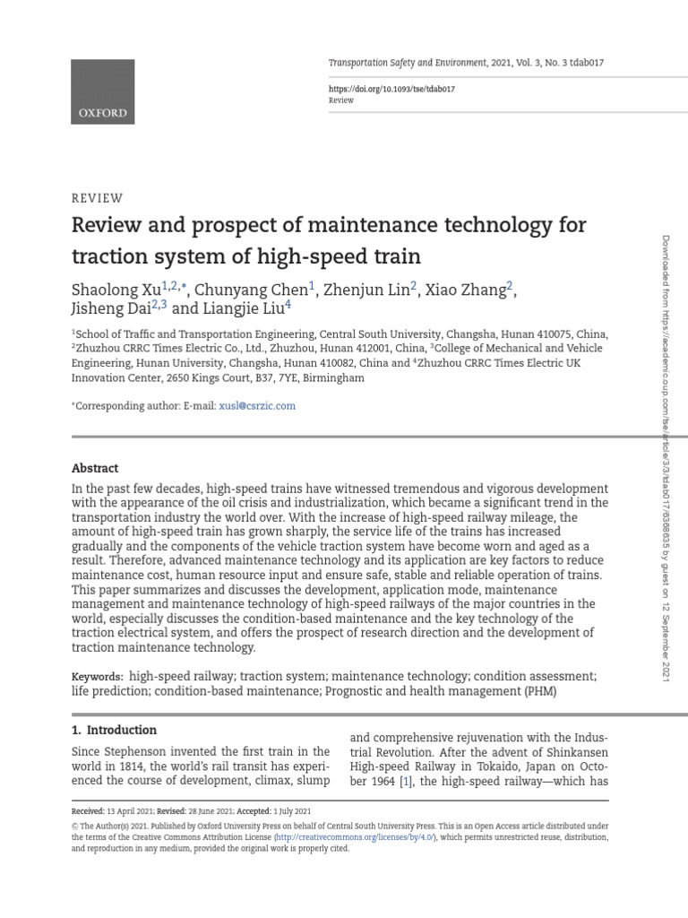 Review and Prospect of Maintenance Technology For | PDF | Rail Transport | Train