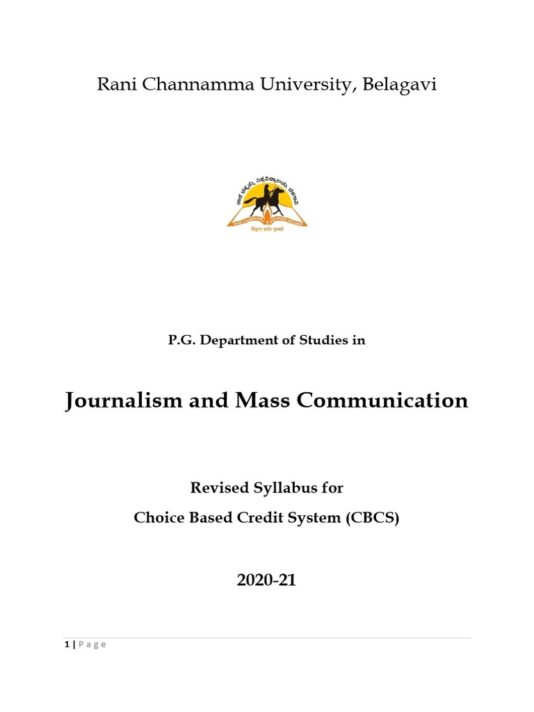 Revised CBCS Syllabus for MA Journalism | PDF | Public Relations ...