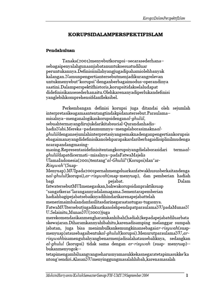 Korupsi Dalam Perspektif Islam | PDF | Ilmu Sosial