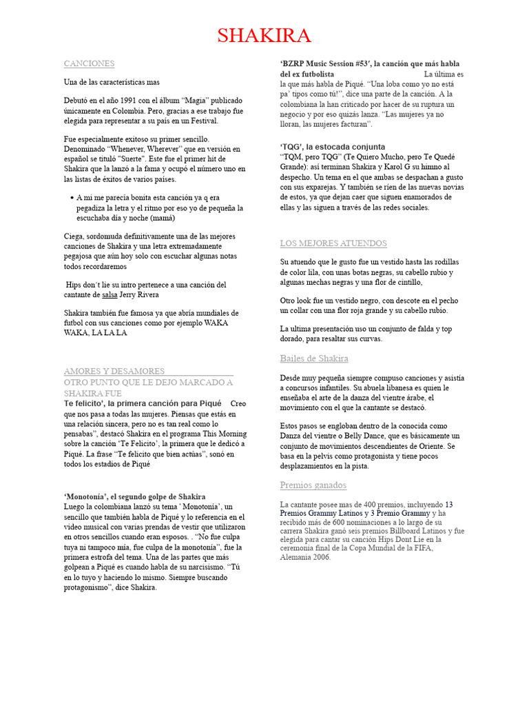 Shakira | PDF | Arte