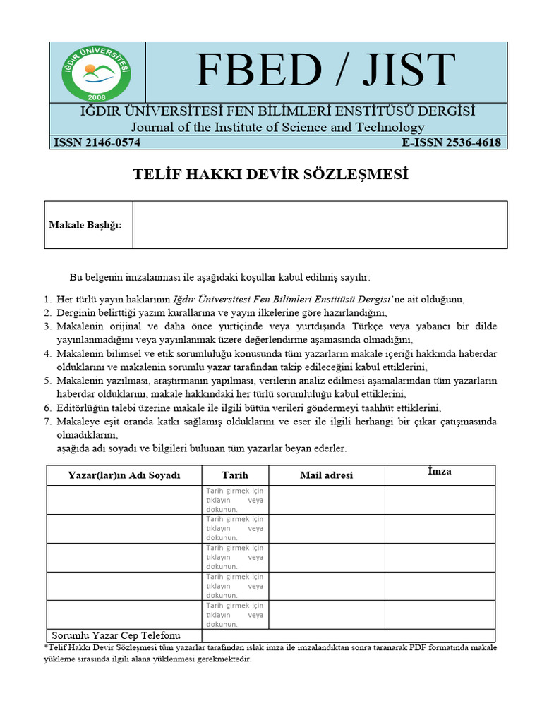 Telif Hakkı Devir sözleşmesi | PDF