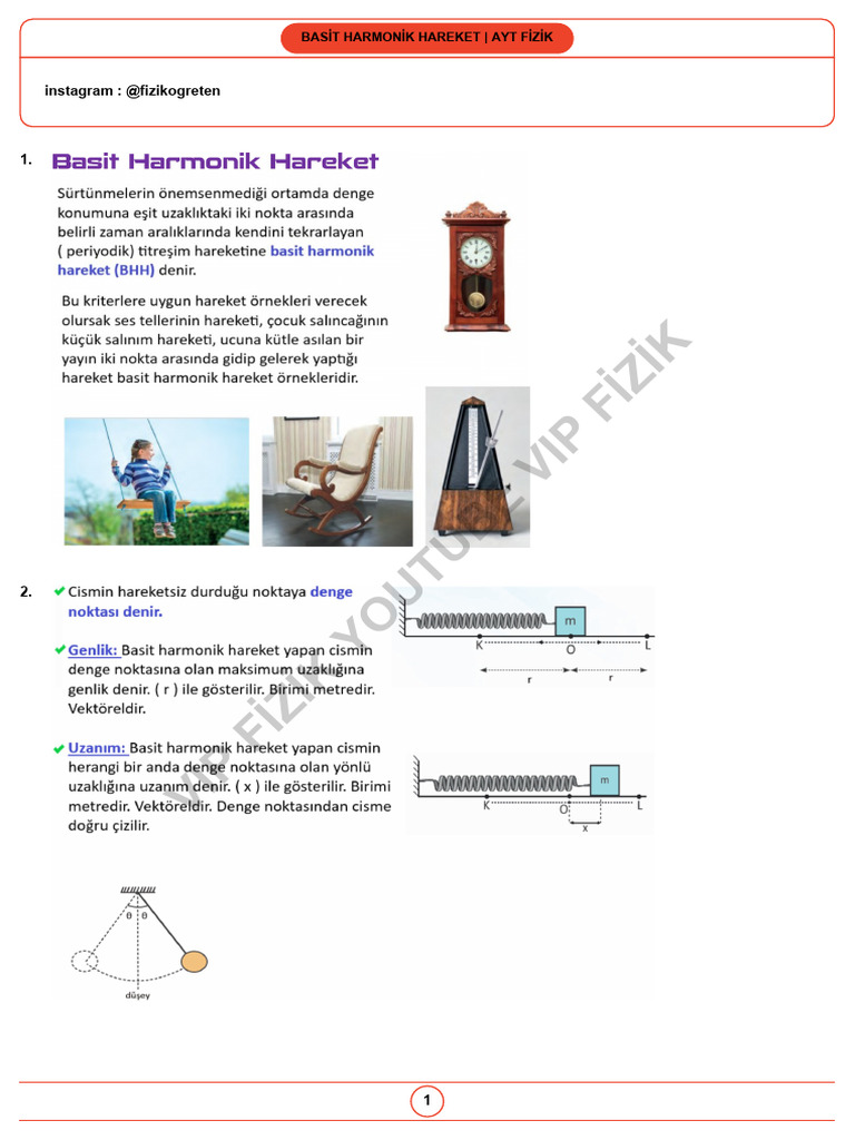 Basit Harmonik Hareket Konu Ve Soru | PDF