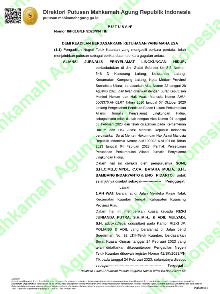 Putusan 8 PDT.G LH 2023 PN TLK 20231221155500 | PDF