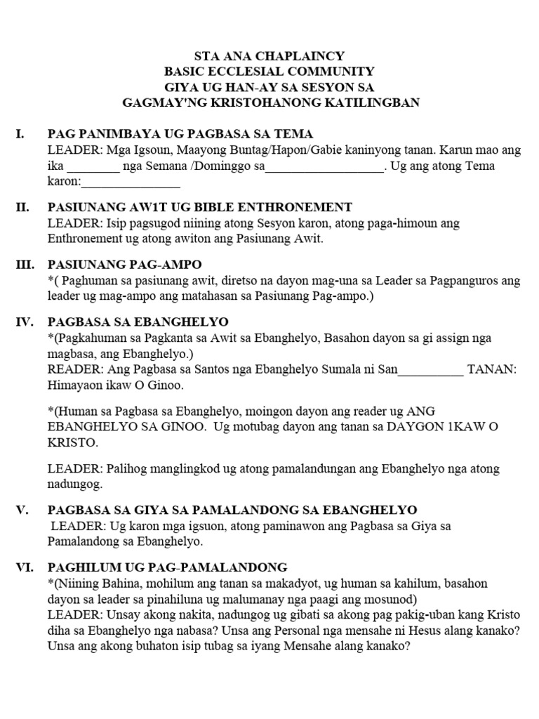 Basic Ecclesial Community | PDF