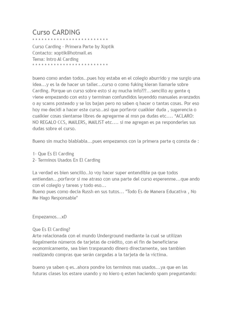 Curso Carding | PDF | Hipertexto | Servicios en línea