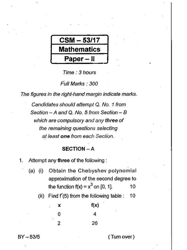 Ocs 2017 Main CSM-17 53 Mathematics Paper-Ii | PDF