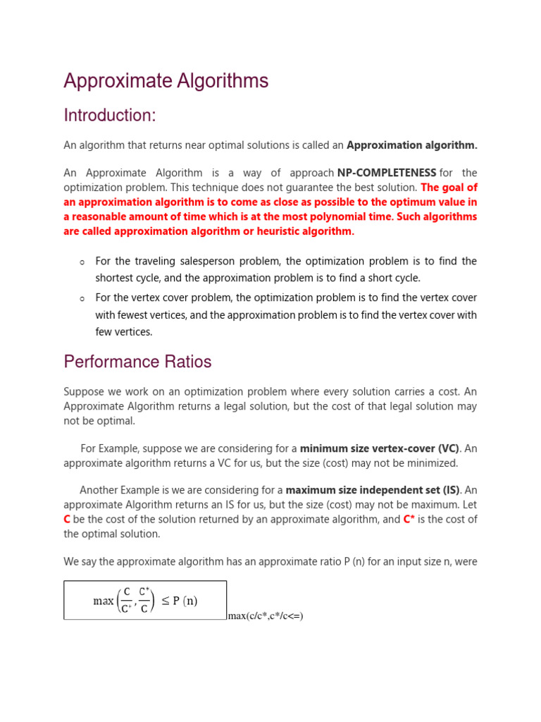 Approximate Algorithms With All Examples Pdf