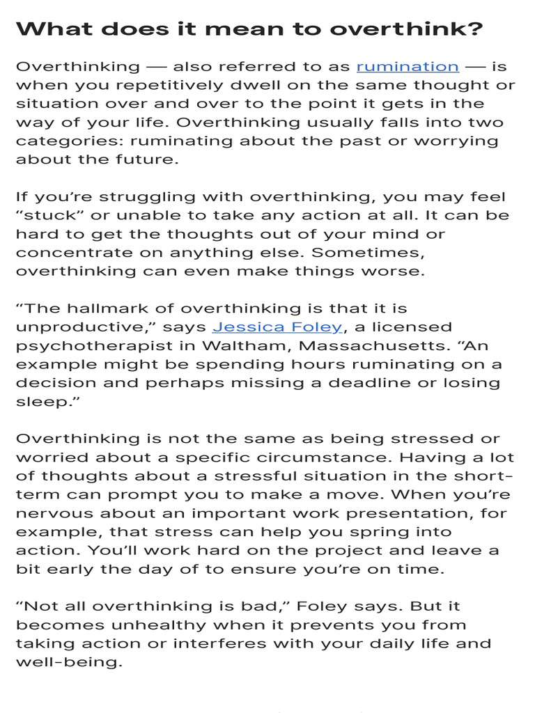Understanding Overthinking: Causes & Effects | PDF | Anxiety Disorder | Psychotherapy