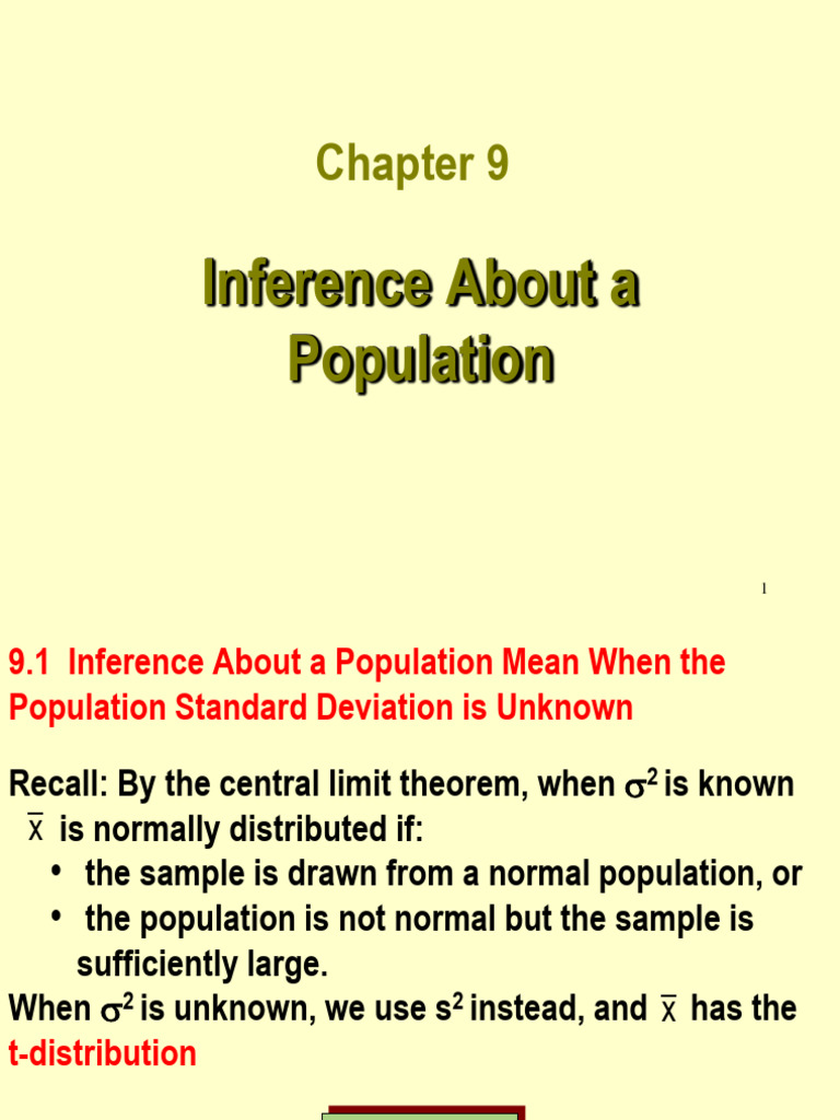 Chapter 9-Inference About A Population | PDF | Confidence Interval | Inductive Reasoning