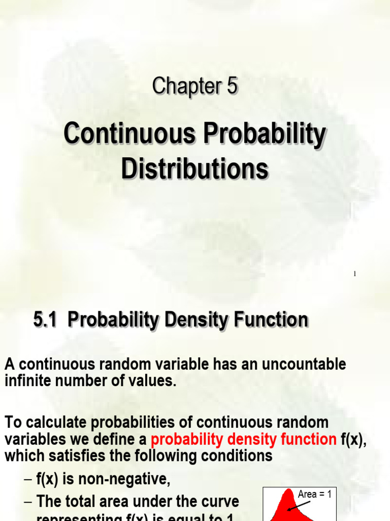 Chapter 5 - Continuous Probability Distribution | Download Free PDF ...