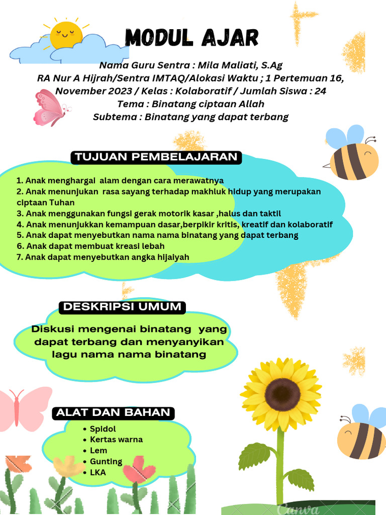 Modul Ajar Binatang Terbang untuk PAUD | PDF | Pengembangan Diri