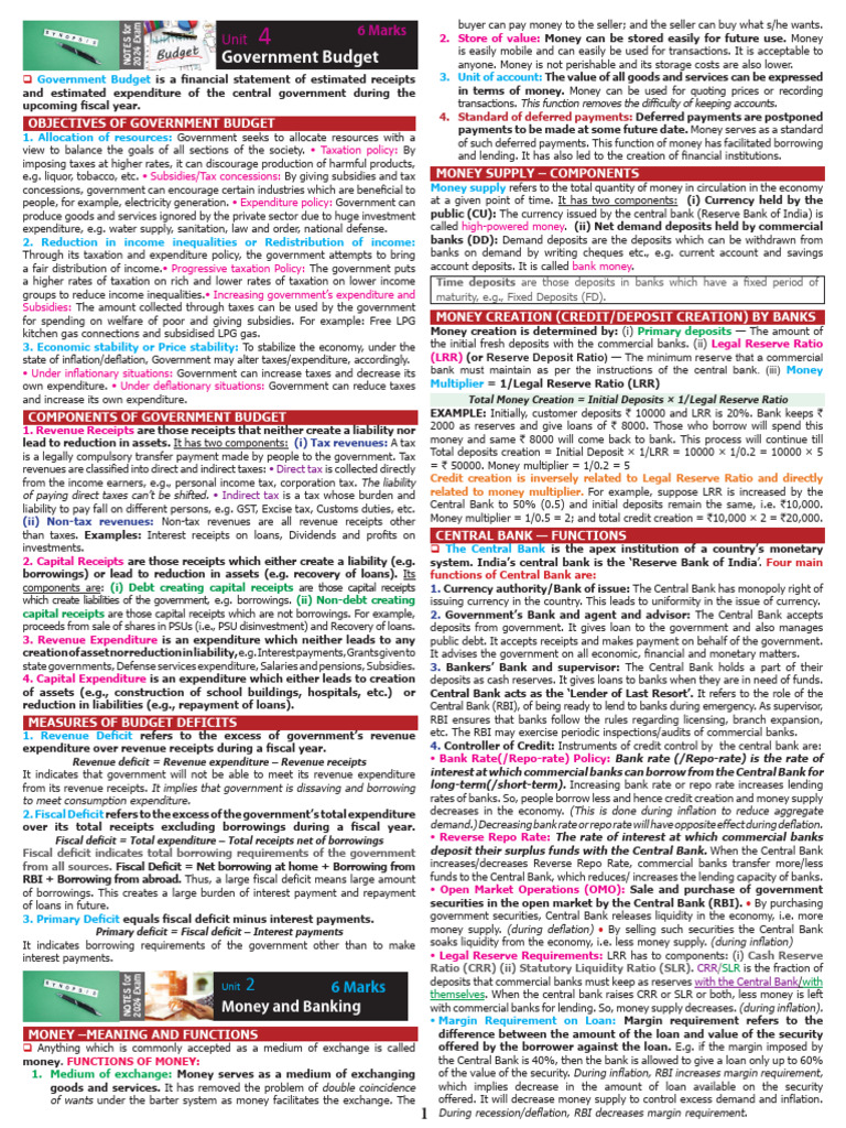 Subhash Dey s Economics XII NOTES For Slow Learners PDF Balance Of