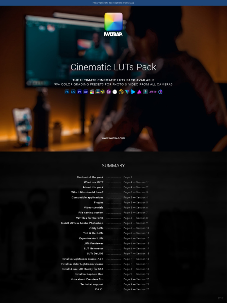 Free Cinematic LUTs Pack by IWLTBAP | PDF | Adobe Photoshop | Adobe ...
