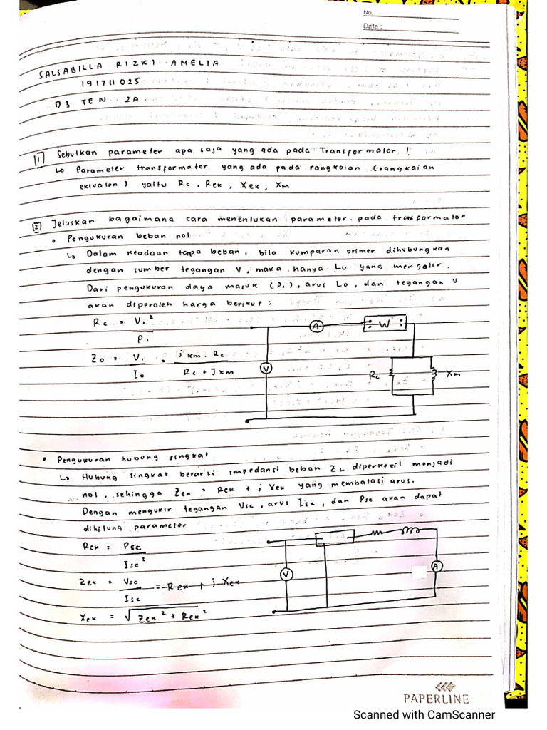 2a - 191711025 - Salsabilla Rizki Amelia - Tugas Transformator Mesin Listrik | PDF