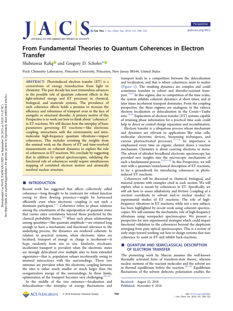 From Fundamental Theories To Quantum Coherences in Electron Transfer ...