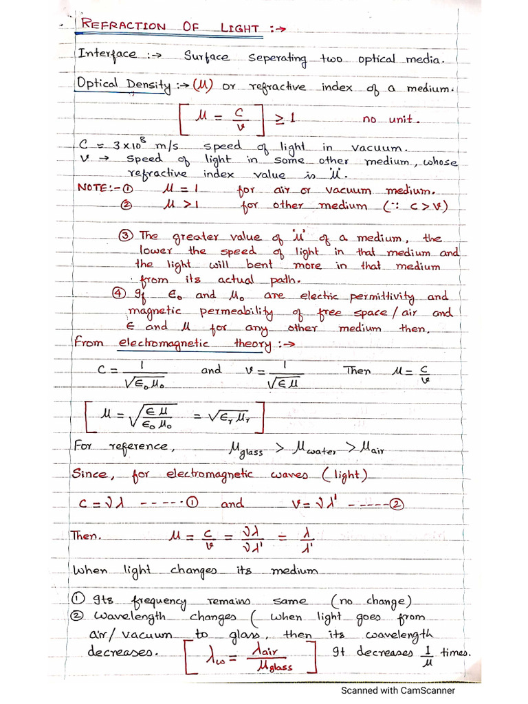 Ray Optics - 2 Refraction of Light | PDF