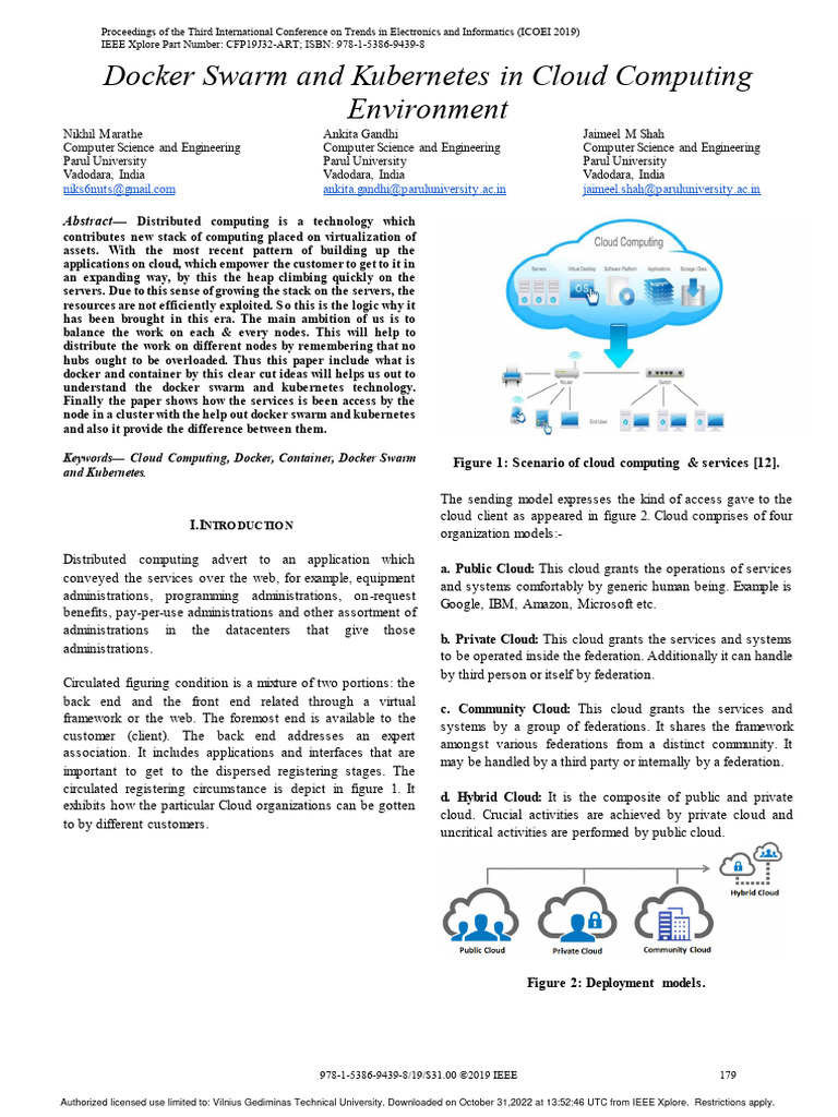 Docker Swarm And Kubernetes In Cloud Computing Environment Pdf