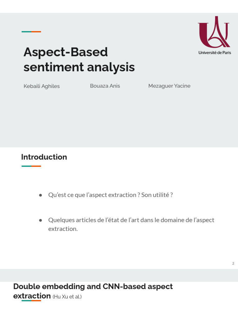 Techniques d'analyse de sentiment par aspect | PDF | Grammaire ...
