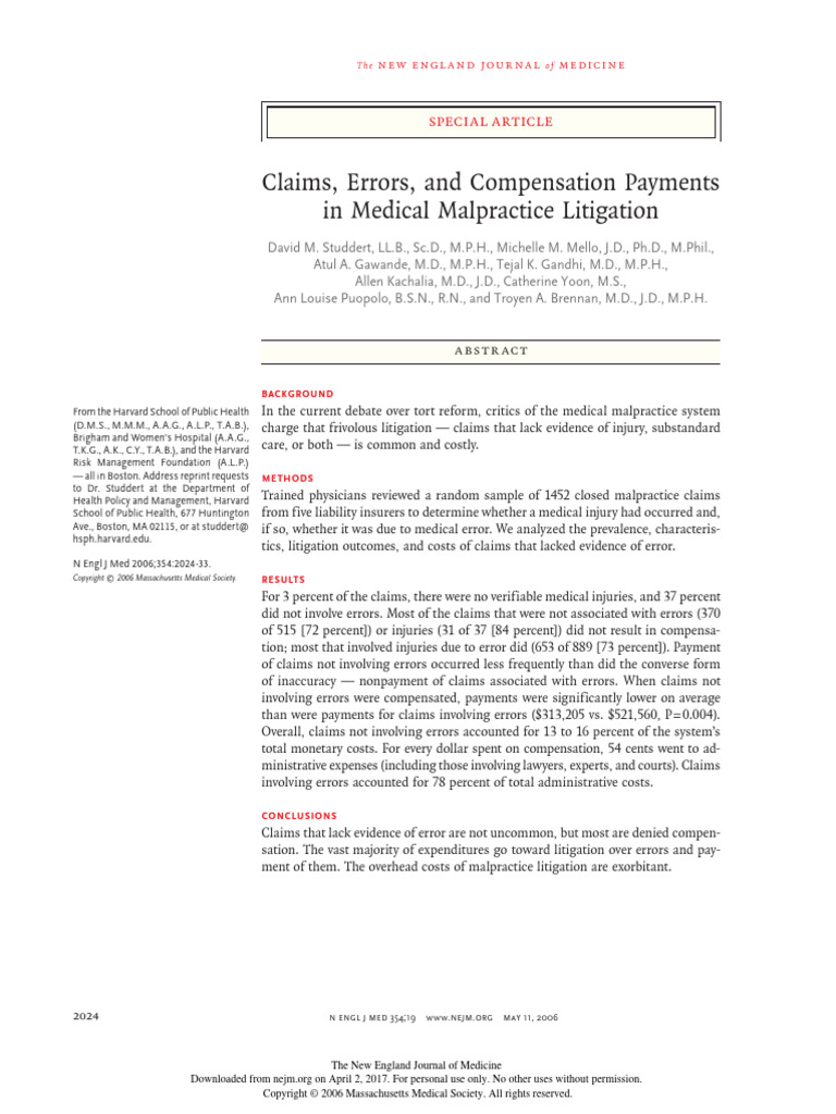 Claims, Errors, and Compensation | PDF