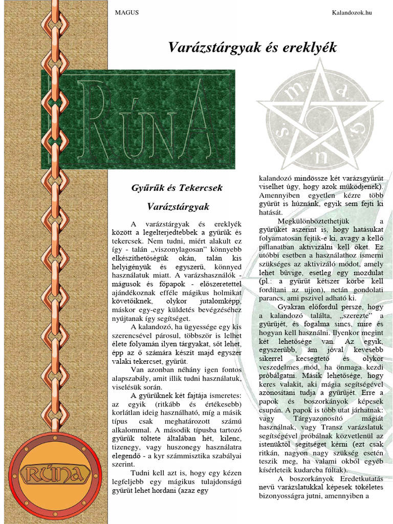 Varazstargyak És Erekjék Mágus | PDF