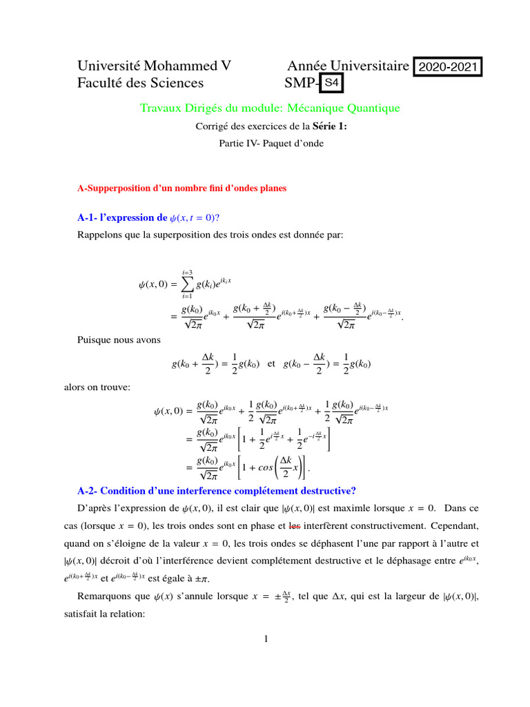 Corrigé 3 Série1 SMP4 MQ | PDF