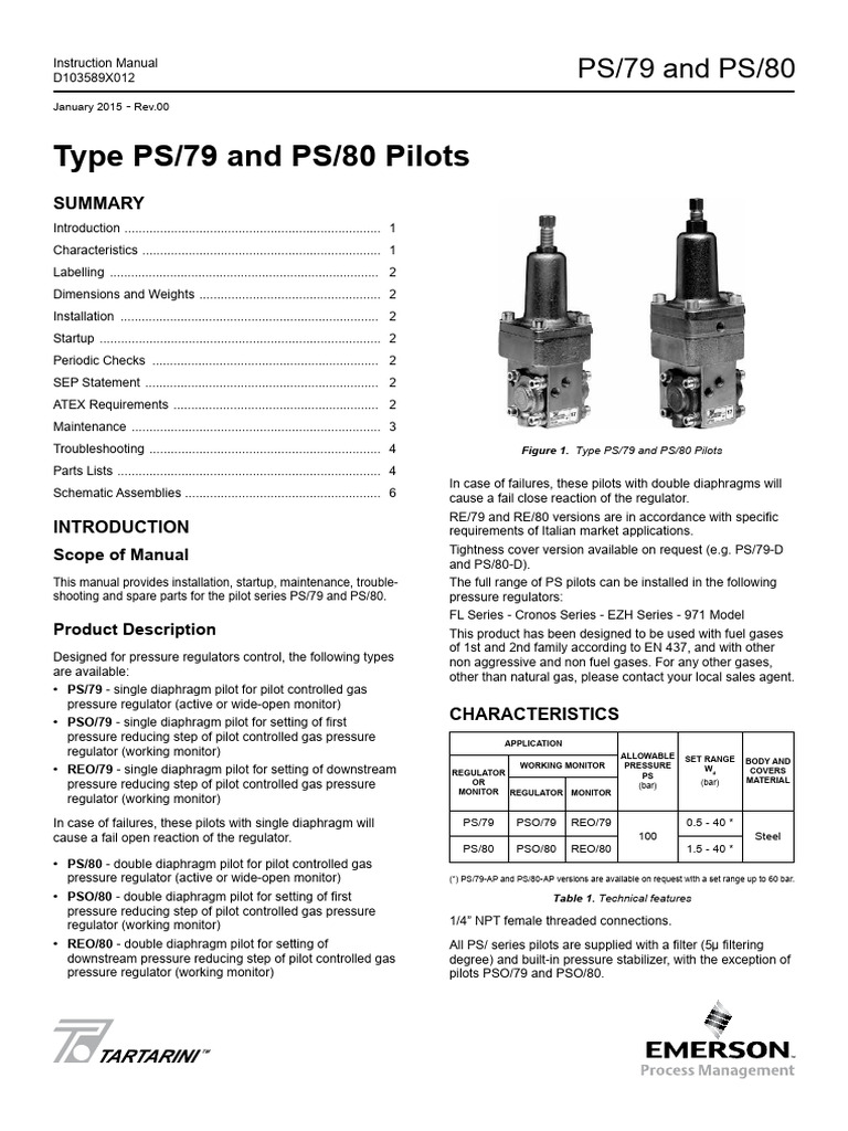 PS/79 and PS/80 Pilot Manual | PDF | Valve | Washer (Hardware)