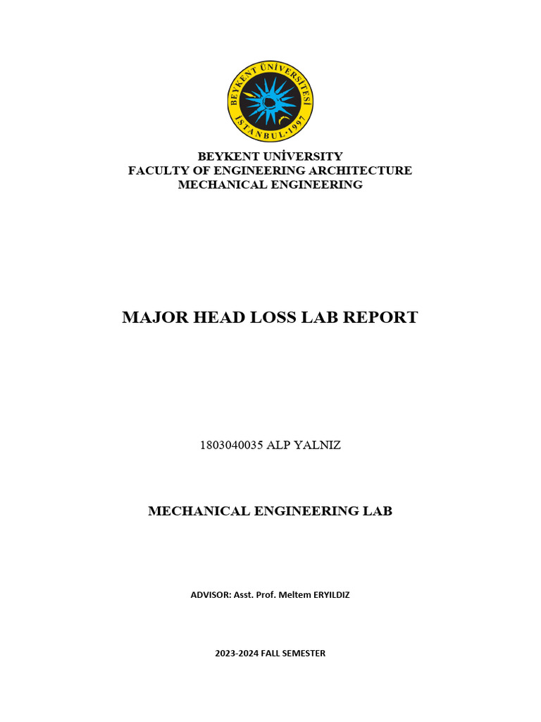 major head loss rapor | PDF | Flow Measurement | Quantity