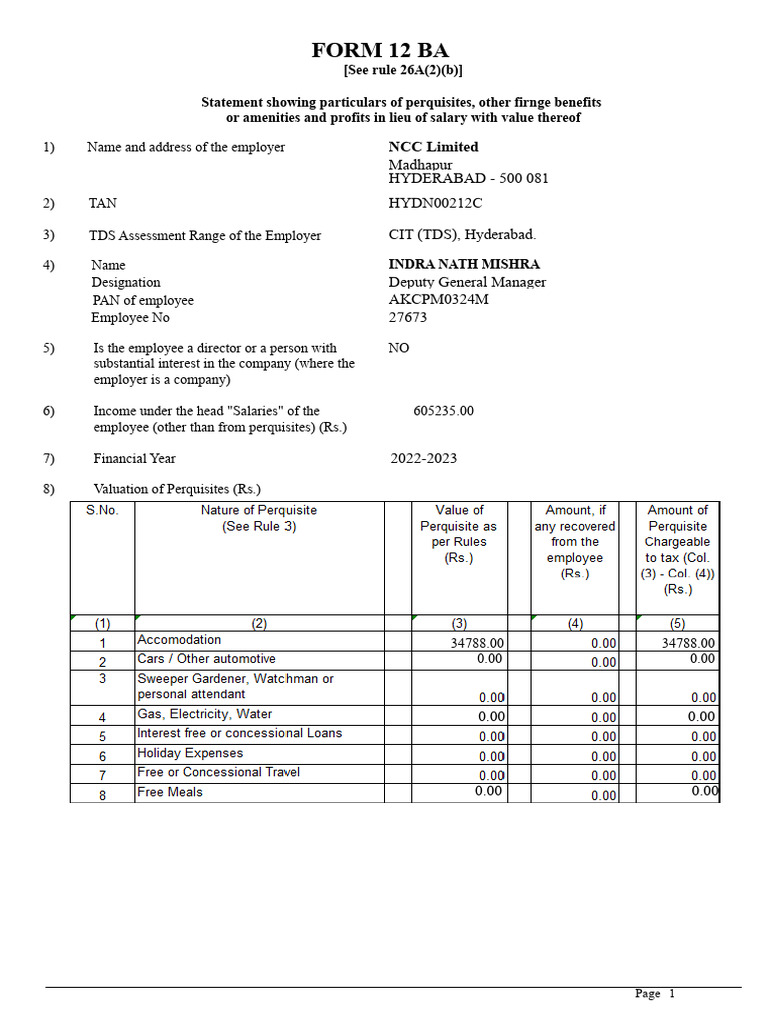 Akcpm0324m 12ba 2023-24 | PDF | Employee Benefits | Taxes