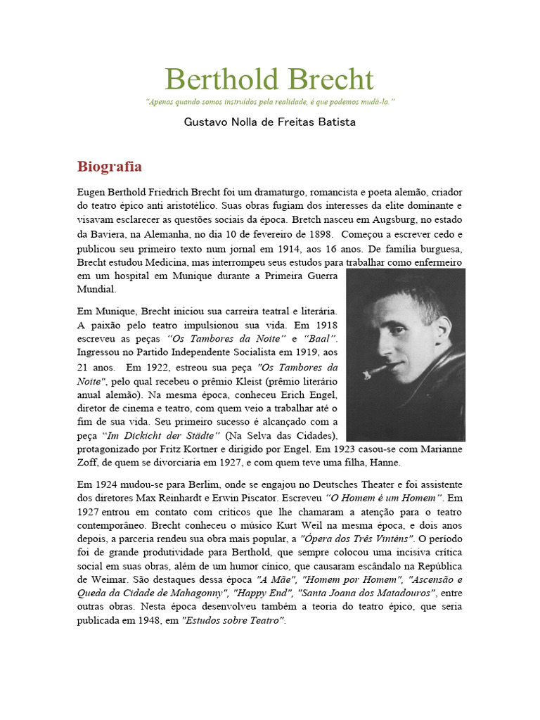 Berthold Brecht | PDF | Ator