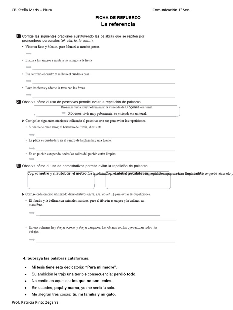 La referencia 1° - Ficha de refuerzo (1) | PDF