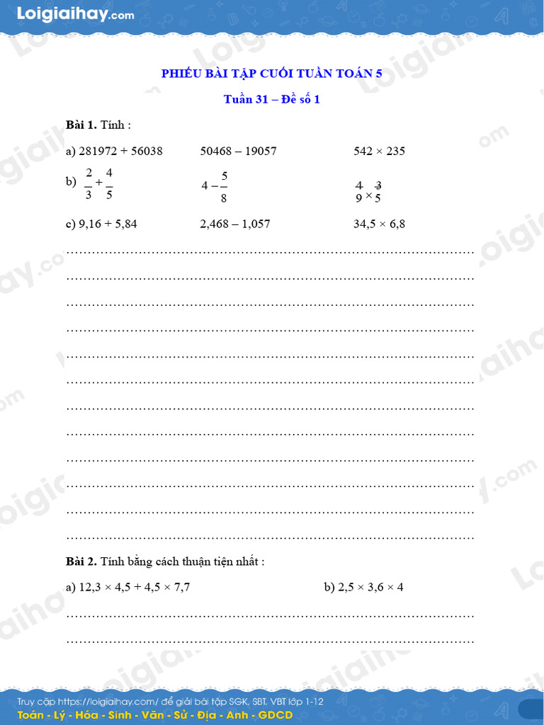 Toan 5 t31 de 1 | PDF