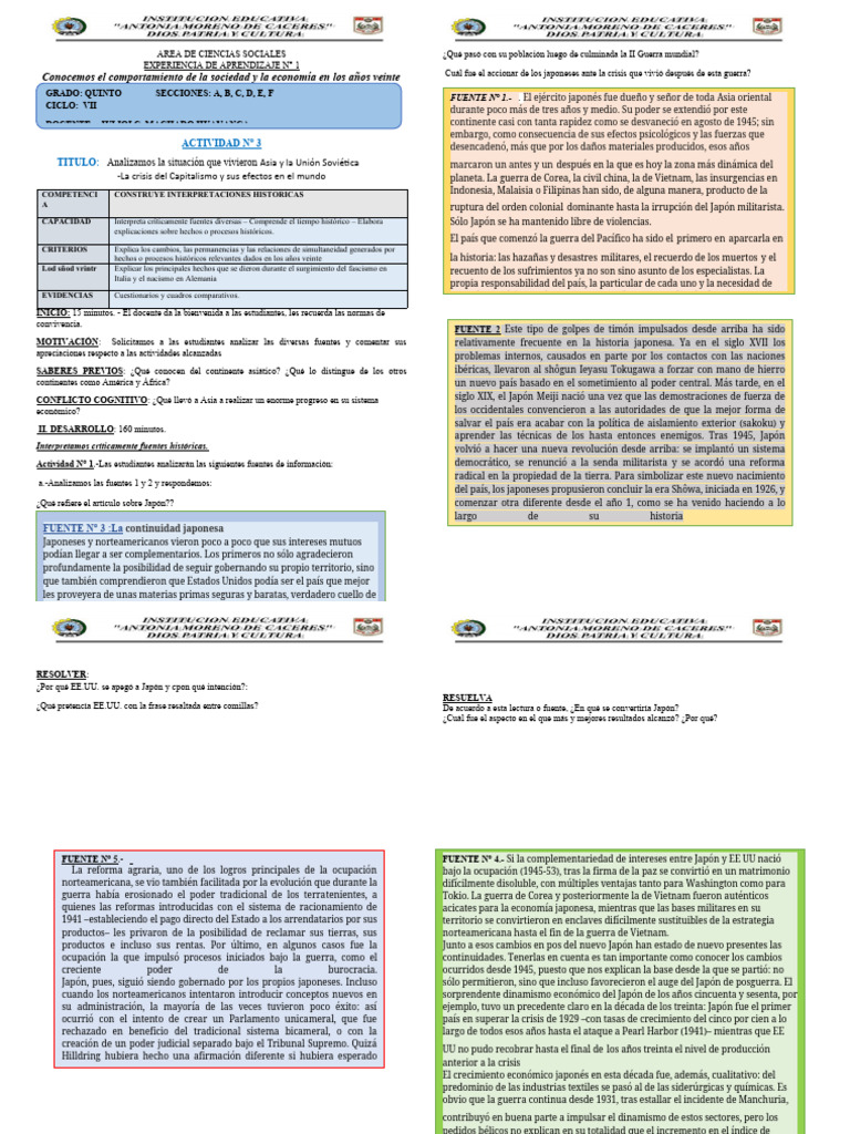 Actividad #3 - CC-SS - 5º | PDF | Japón | Asia