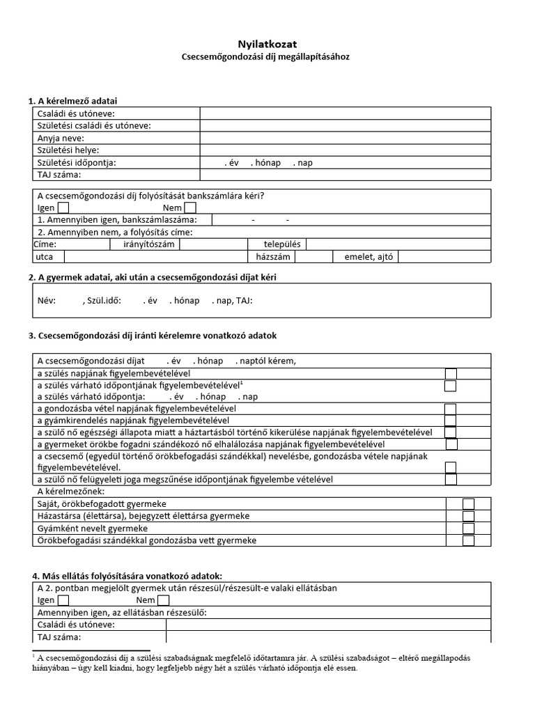 Nyilatkozat Csed Megallapitasahoz - Gepi | PDF