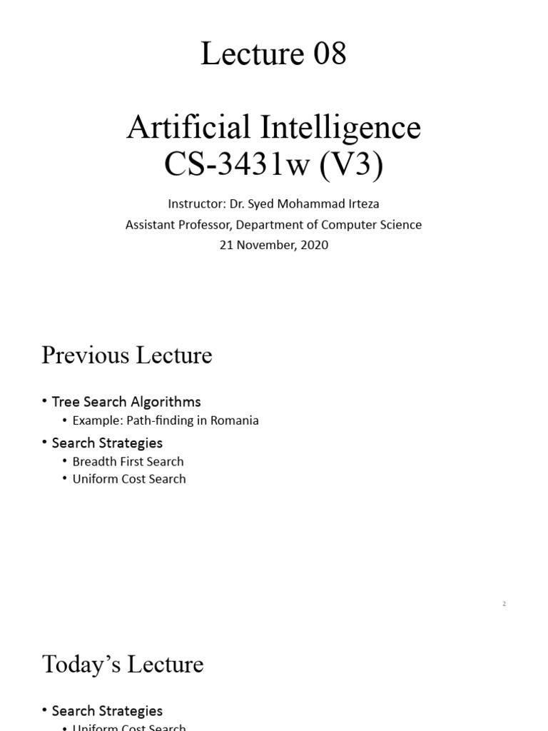 Lecture08 AI UMT Fall 2020 21 - V3 | PDF | Algorithms And Data Structures | Theoretical Computer ...