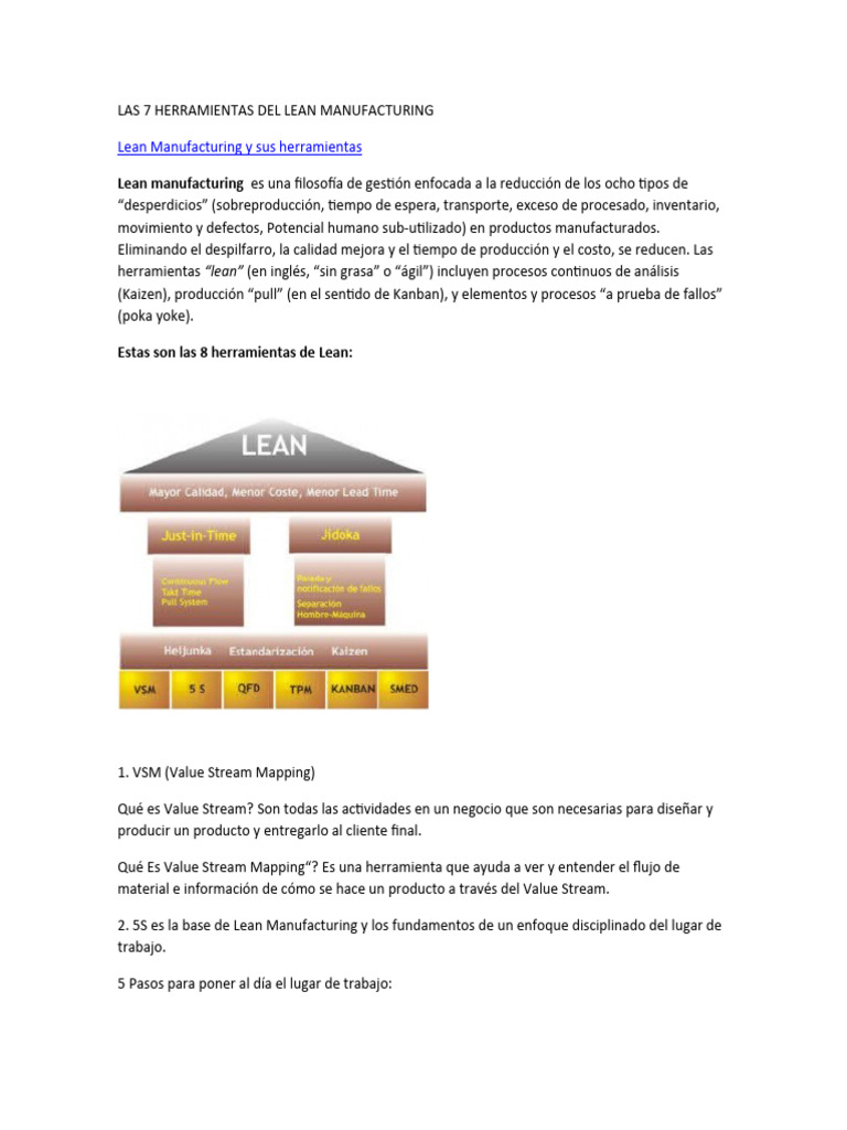 Las 7 Herramientas Del Lean Manufacturing | PDF | Lean Manufacturing ...