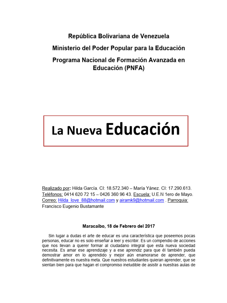 La Nueva Educacion Pdf
