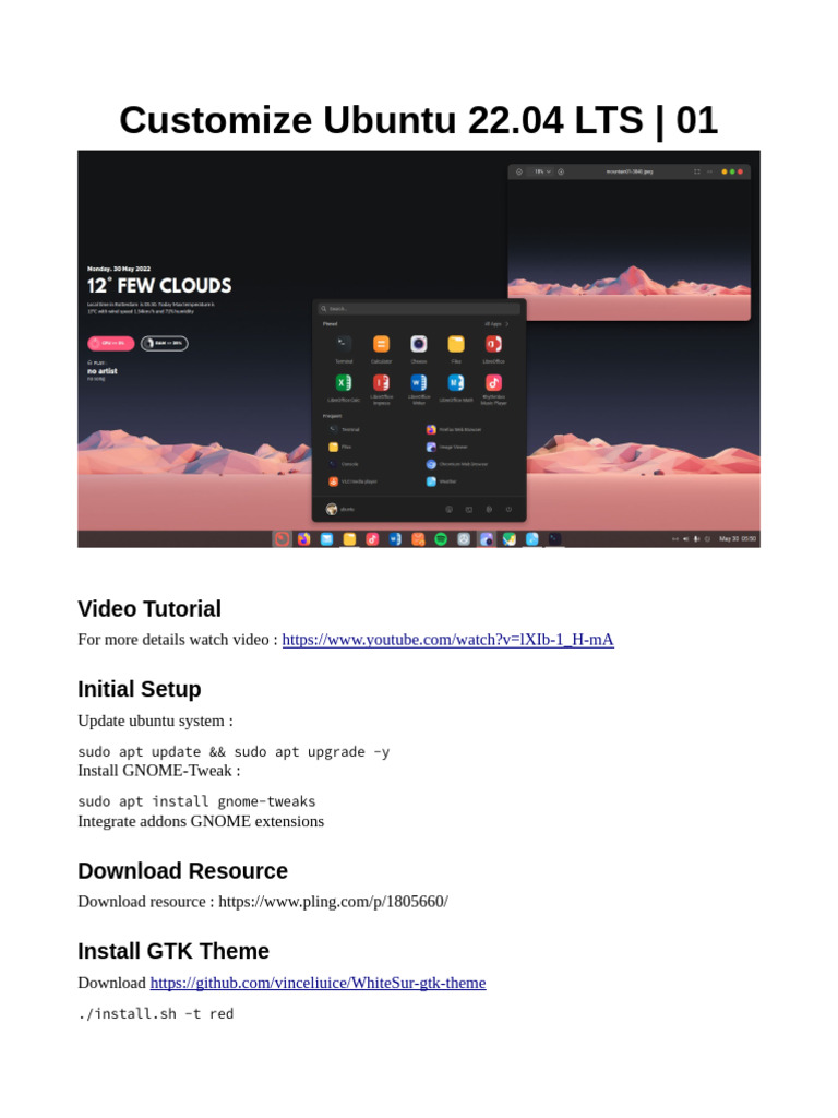 Manual - Customize Ubuntu 22.04 LTS - 01 | PDF | Icon (Computing) | Computer Science
