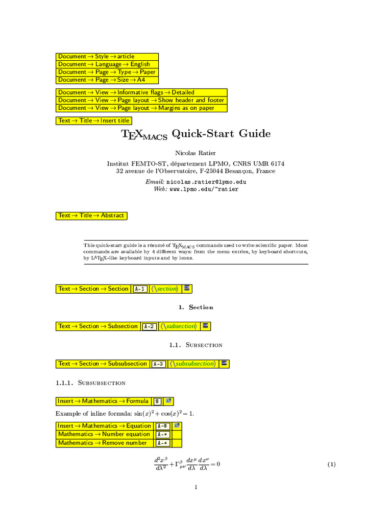 TeXmacs Quick Start | PDF